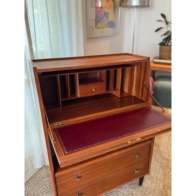 Mid Century Modern Drop Front Bureau Made by Lebus, Circa 1960s. | Chairish