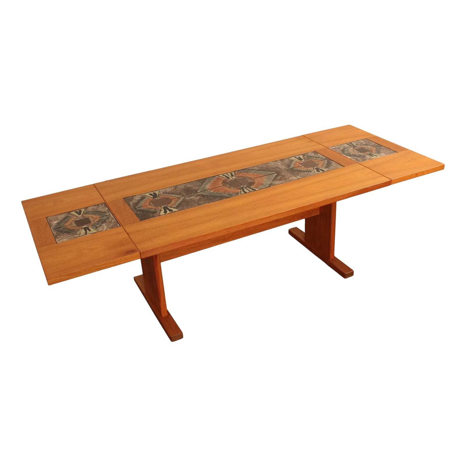 Gangs° Mobler Danish Modern Tile Inset Teak Drop Leaf Dining Table ...