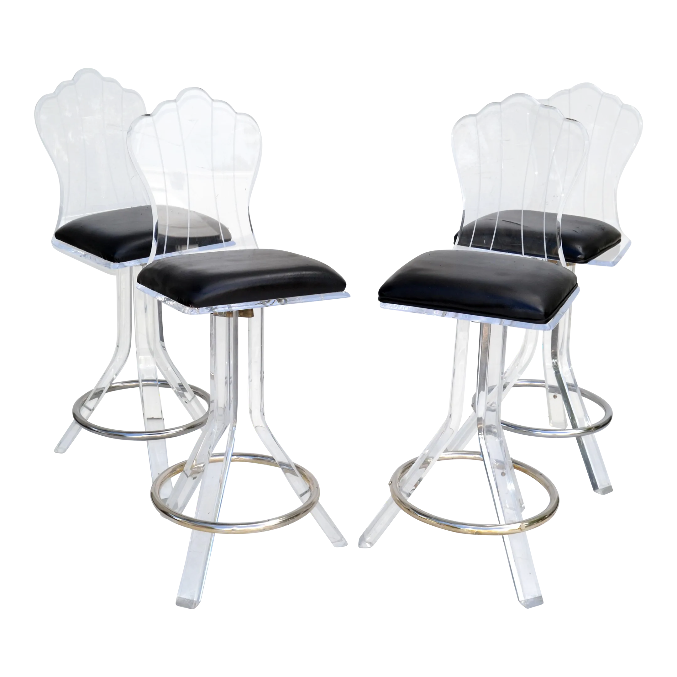 Set of 4 Hill Manufacturers Lucite Chrome Swivel Bar Stools Mid Century Modern Chairish
