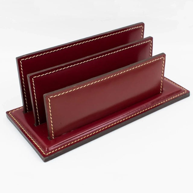 Art Deco Hand-Stitched Red Leather Desk Office Set Letter and Pen ...