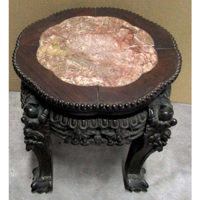 Antique Chinese Carved Rosewood Pedestal Table Plant Stand, the Four ...