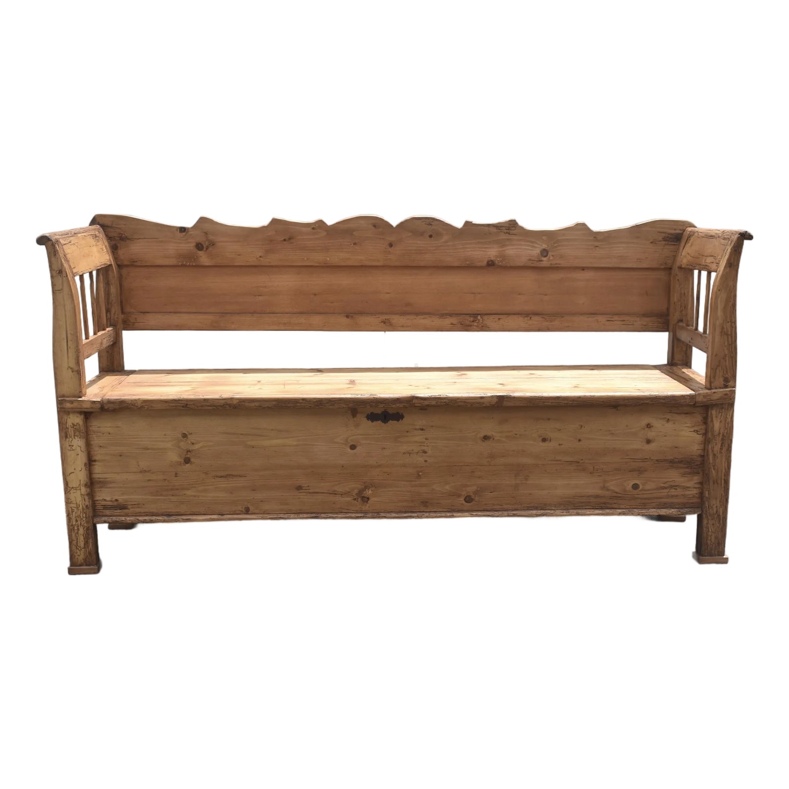 Pine and Oak Storage Bench or Settle | Chairish