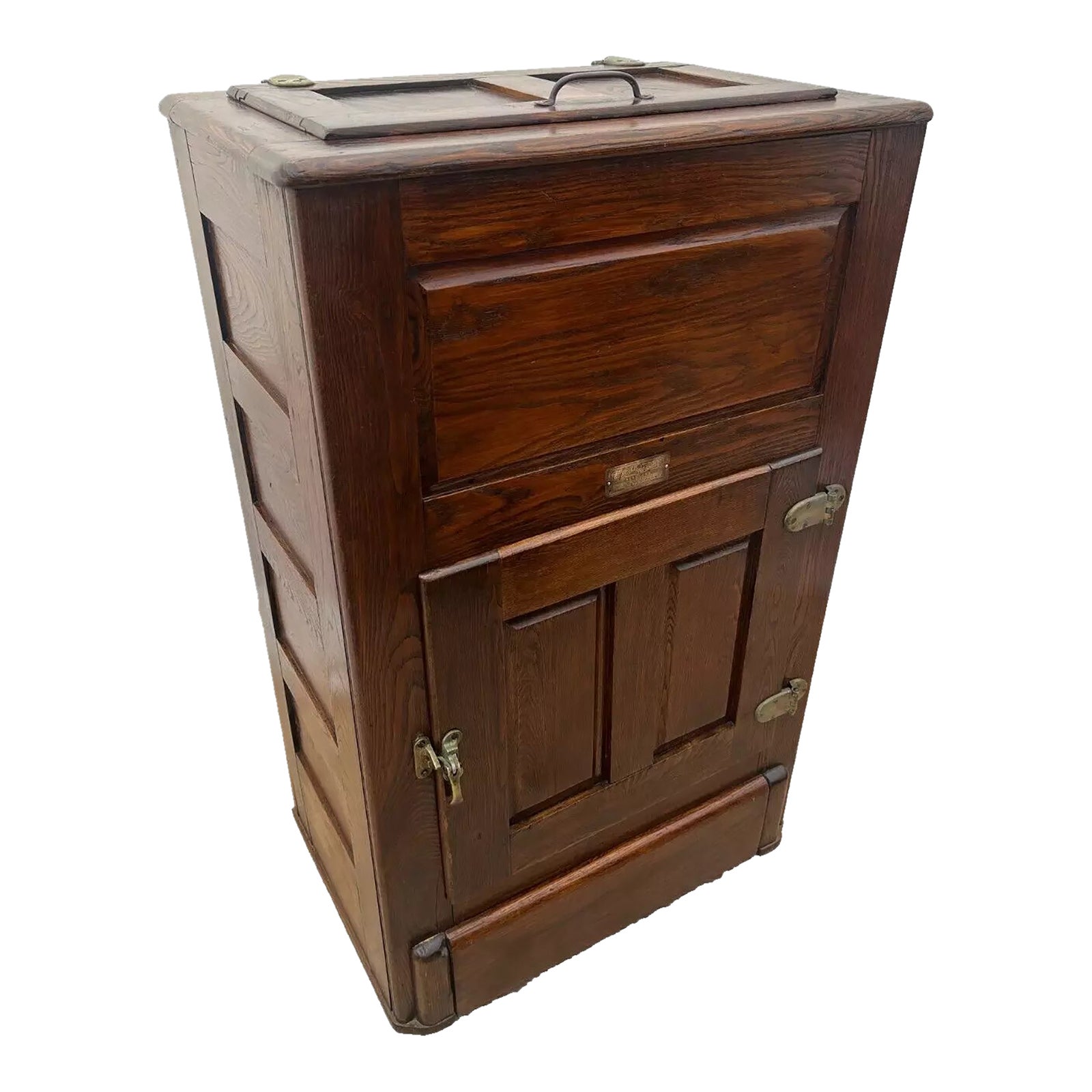 Antique Glacier Turquoise Ice Box Top and Bottom Storage Two Doors ...