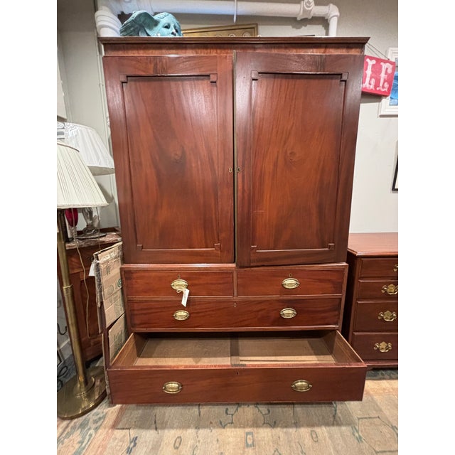 19th Century Mahogany Linen Press Georgian Style | Chairish