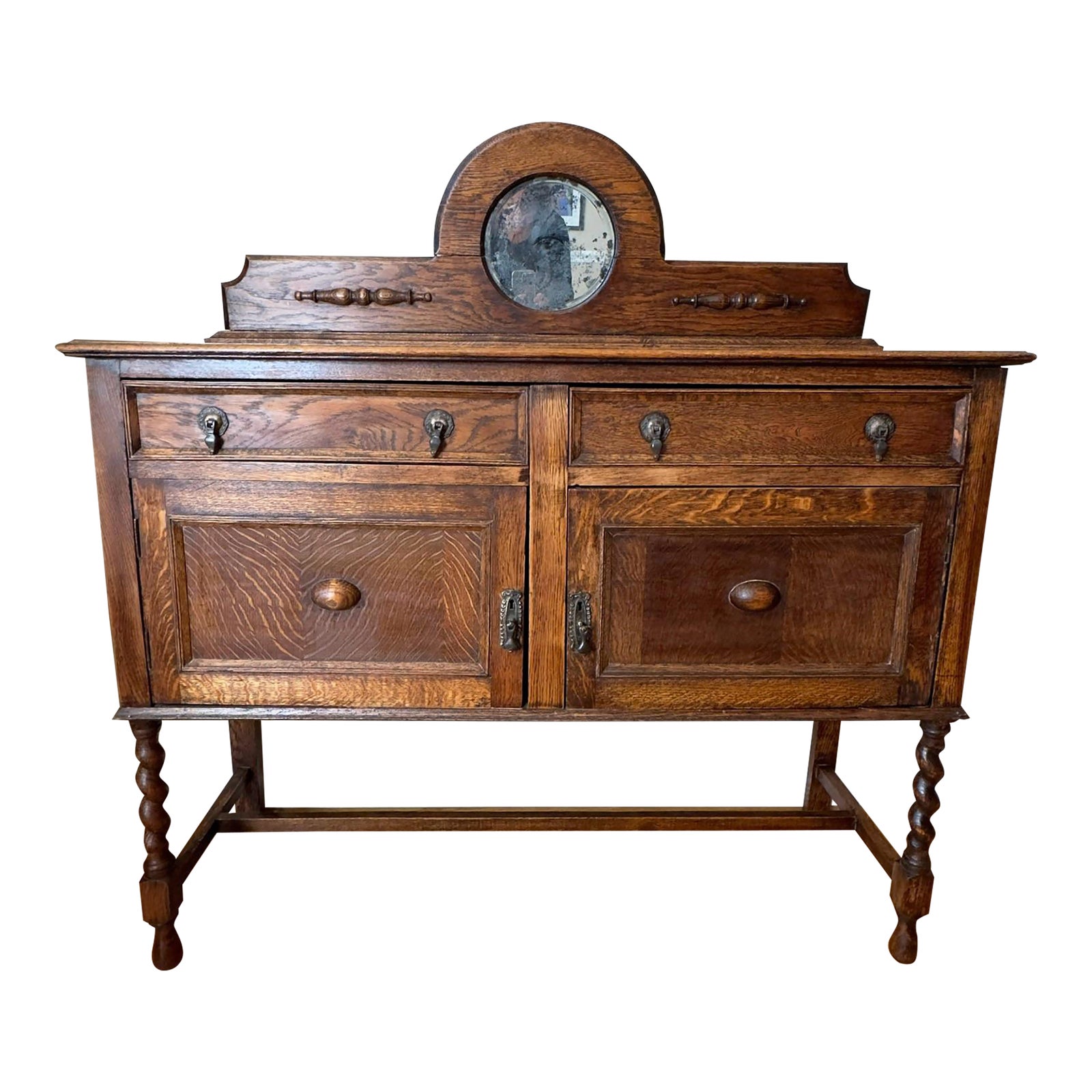 Late 19th Century Antique English SideBoard Restored to With Barley ...