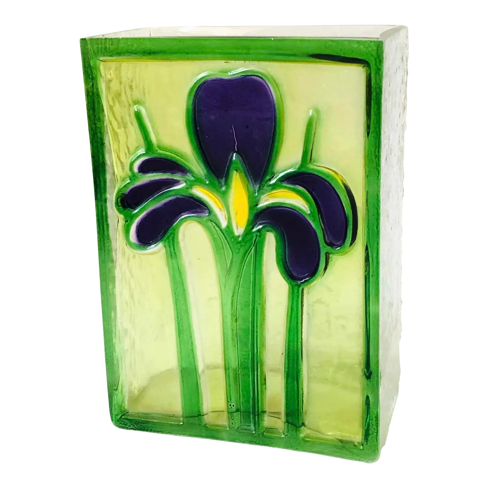 Romanian Glass Iris Vase | Chairish
