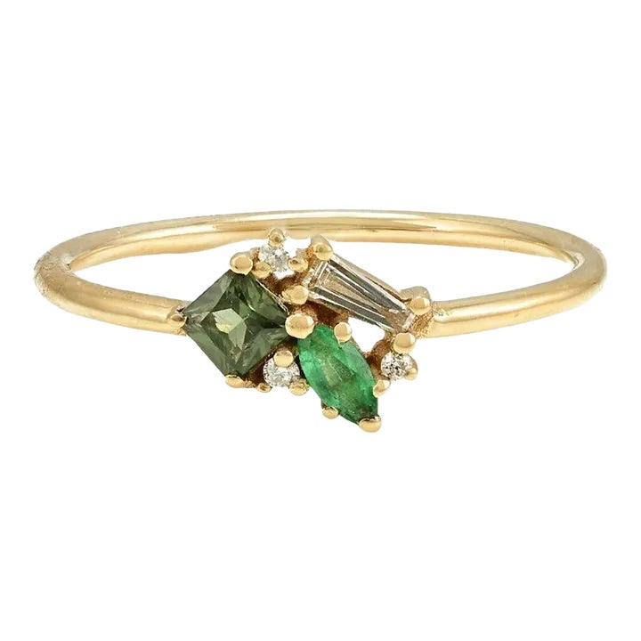 Minimalist Multi Color Gemstone Cluster Ring Size 7 | Chairish