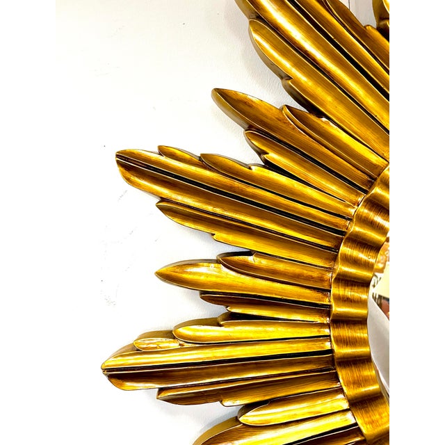 Large Mid Century Vintage Gold Starburst Sunburst Mirror | Chairish