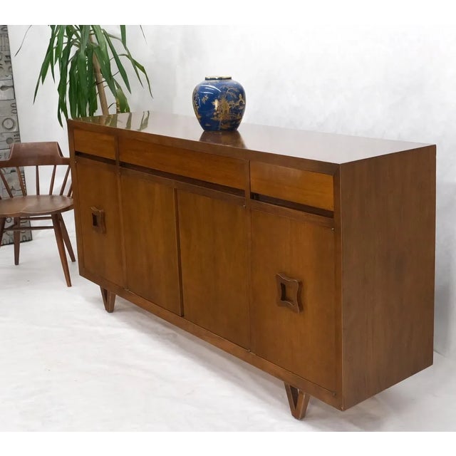 Mid Century V Shape Leg 4 Doors Compartments 3 Drawer Credenza Buffet Cabinet Chairish