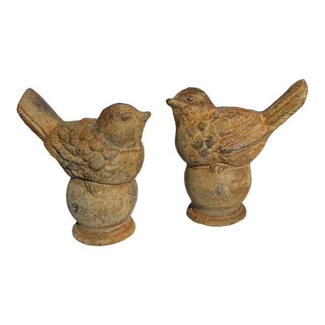 Vintage Cast Iron Bird Figurines Set of 2 | Chairish