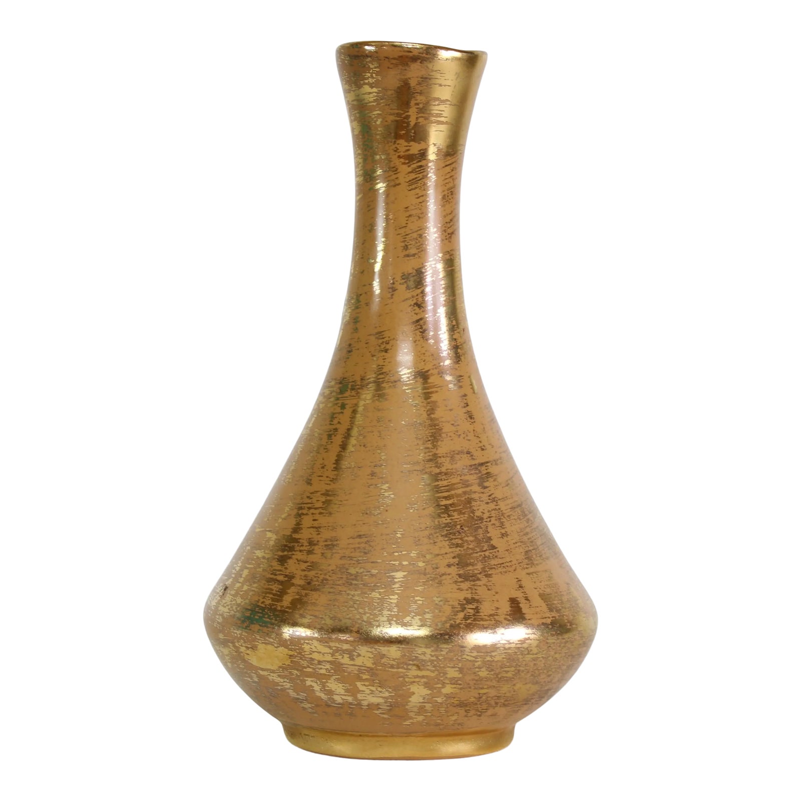 Vintage 22 Kt Gold Pottery Vase | Chairish