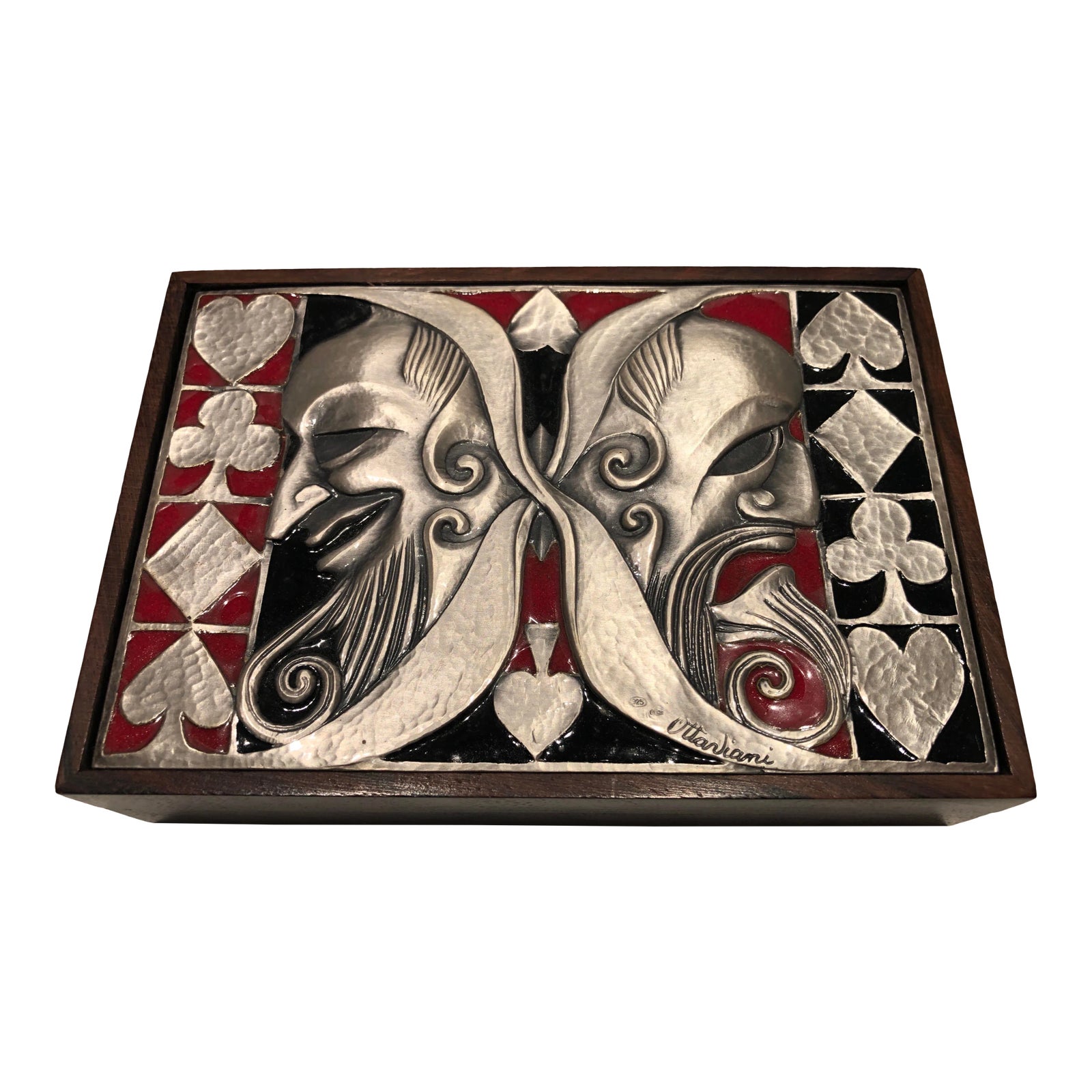 Ottaviani Mid-Century Modernist Italian Sterling Silver and Enamel Box ...