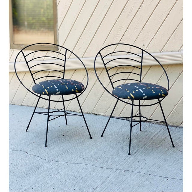 1970s Wrought Black Iron Atomic Hoop Chairs – a Pair | Chairish