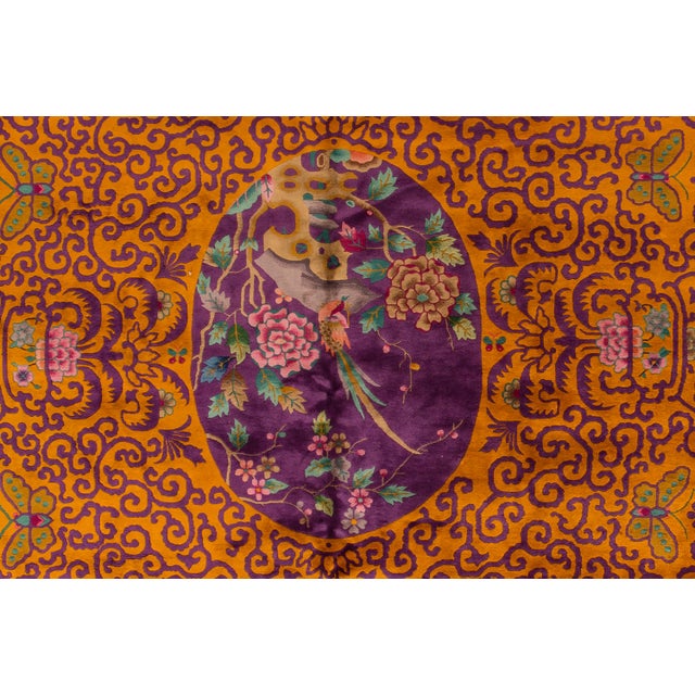 Large Goldenrod Antique Chinese Art Deco Wool Rug 11 Ft 9 X 19 Ft 9 In ...