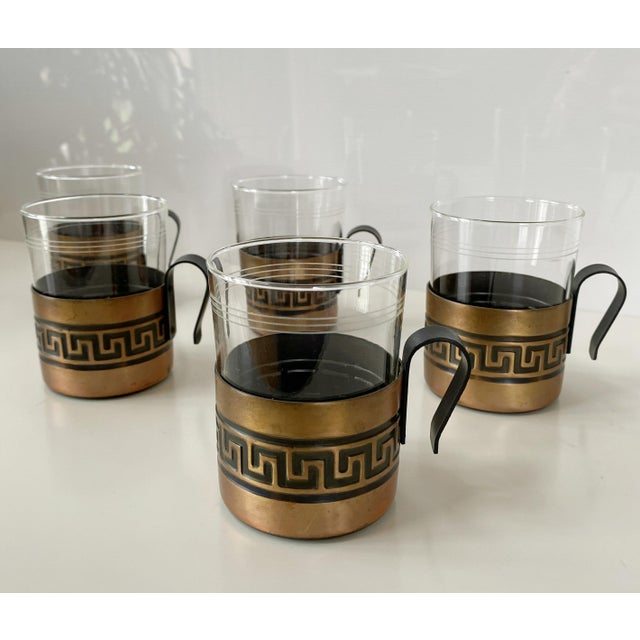 Vintage Schott Mainz Jena Glass Greek Key Copper Tea Glasses Set Of 5 Chairish