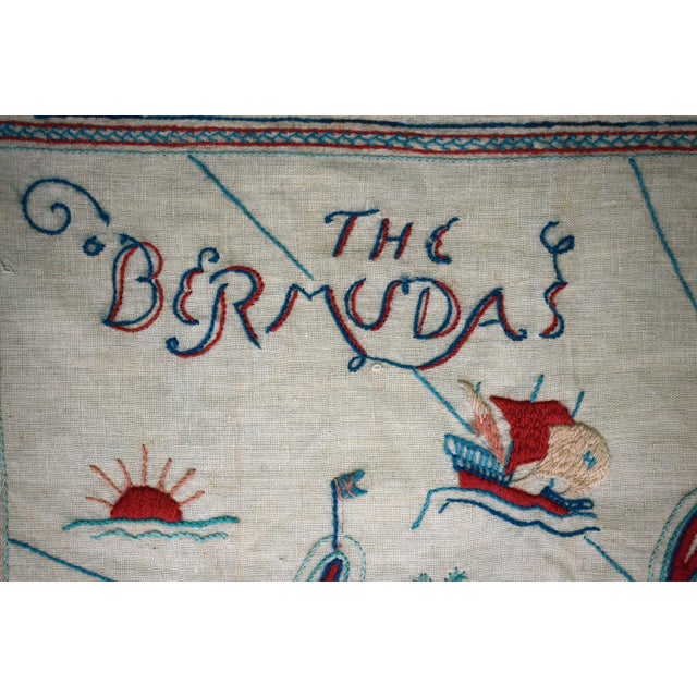 The Bermudas Hand-Stitched Island Map, C1938 | Chairish