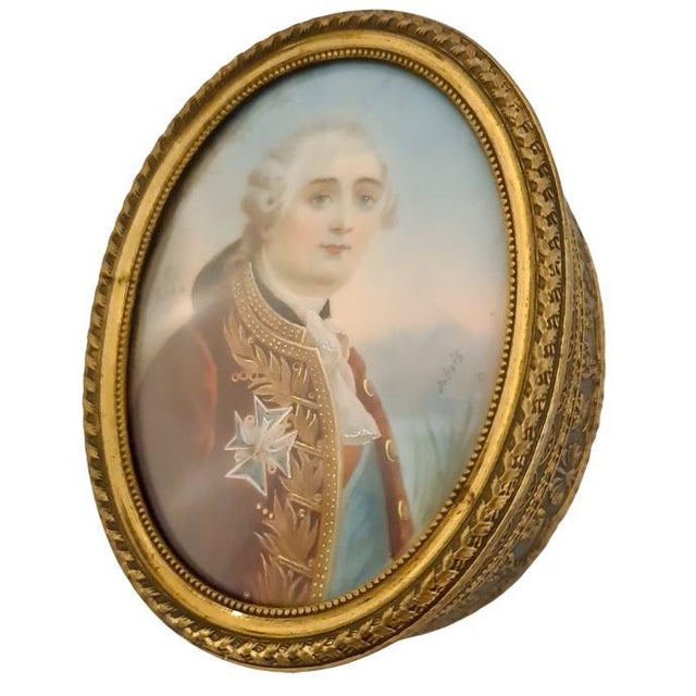 Early 19th Century Portrait of King Louis Antique Jewelry Box, Painted ...