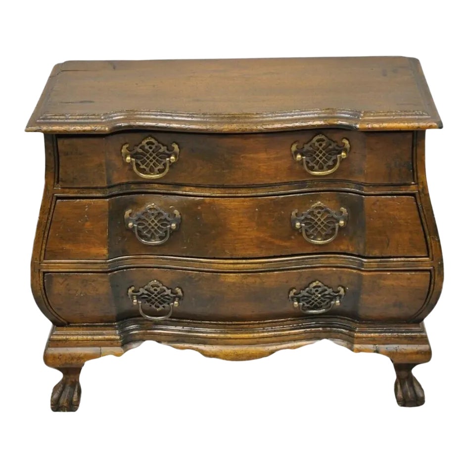 Mid 20th Century Petite Vintage European Rustic Style 3 Drawer Bombe ...