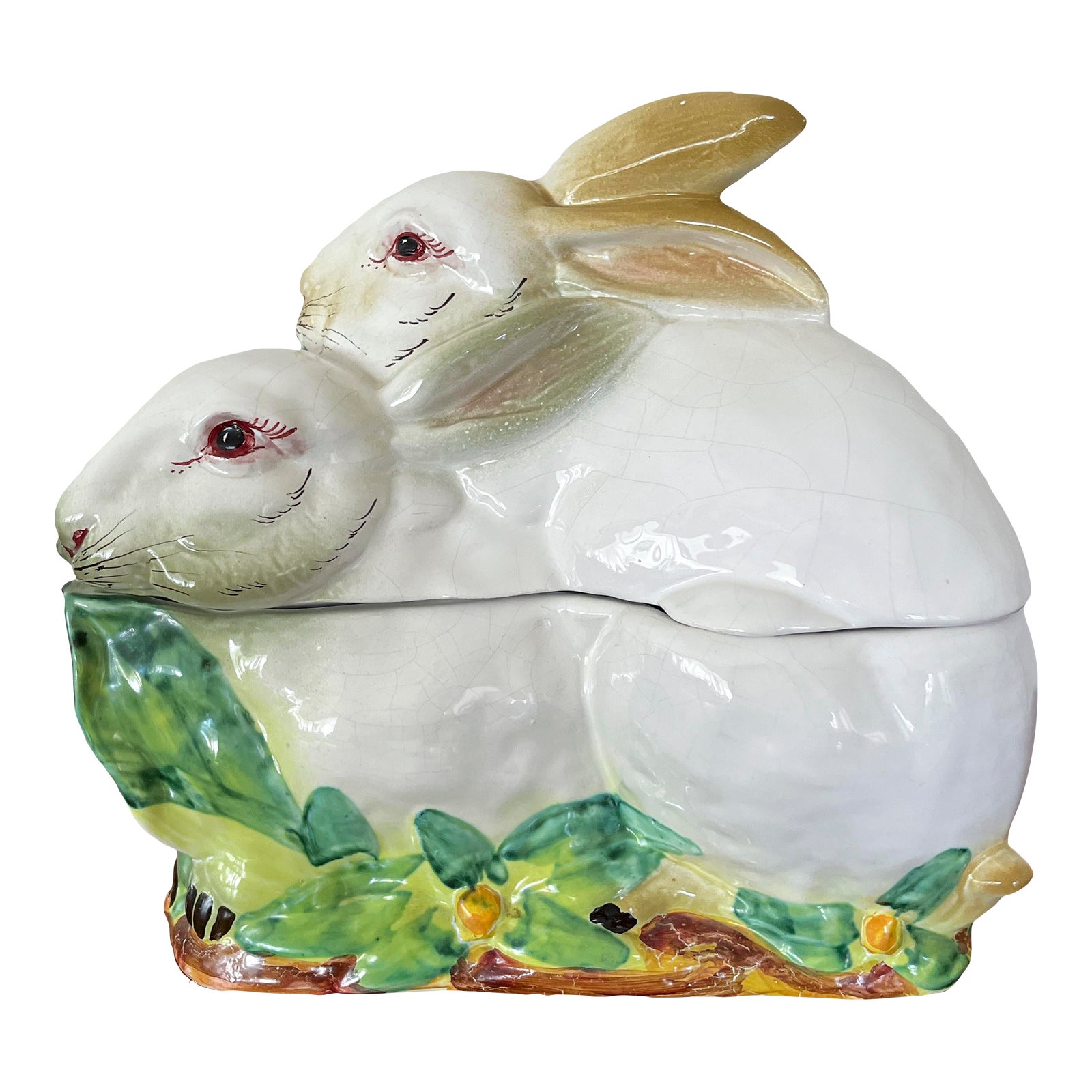 Oversized 1960s Vintage Italian Majolica Rabbit Tureen With Ladle ...