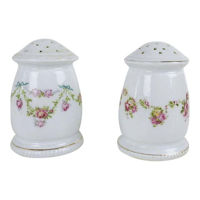 Large Vintage Porcelain Rose Salt and Pepper Shakers - a Pair | Chairish