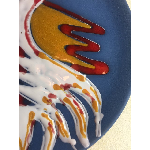Vintage Studio Blue Hanging Rooster Plate | Chairish