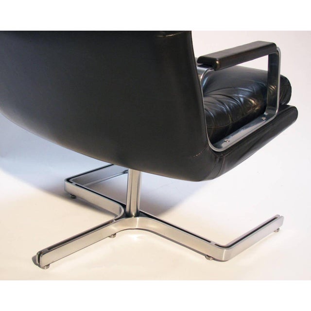 Raphael Raffel, France 1970's Leather and Steel Lounge Chairs - Pair ...