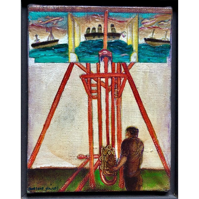 Pincas Moren, Surrealist Bulgarian French Israeli Riviera Scene Boats ...