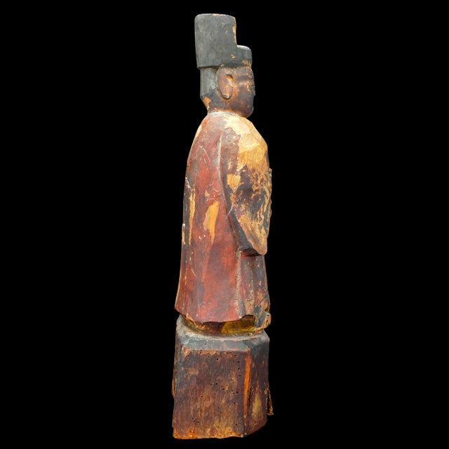 15th/16th Century Chinese Ming Lacquered Wood Figure | Chairish