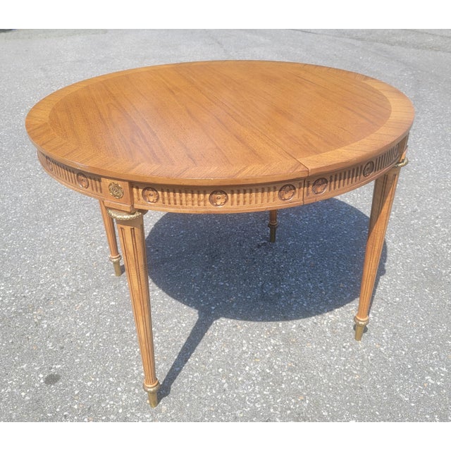 j.l. Metz Furniture French Walnut and Brass Mounted Extension Dining ...