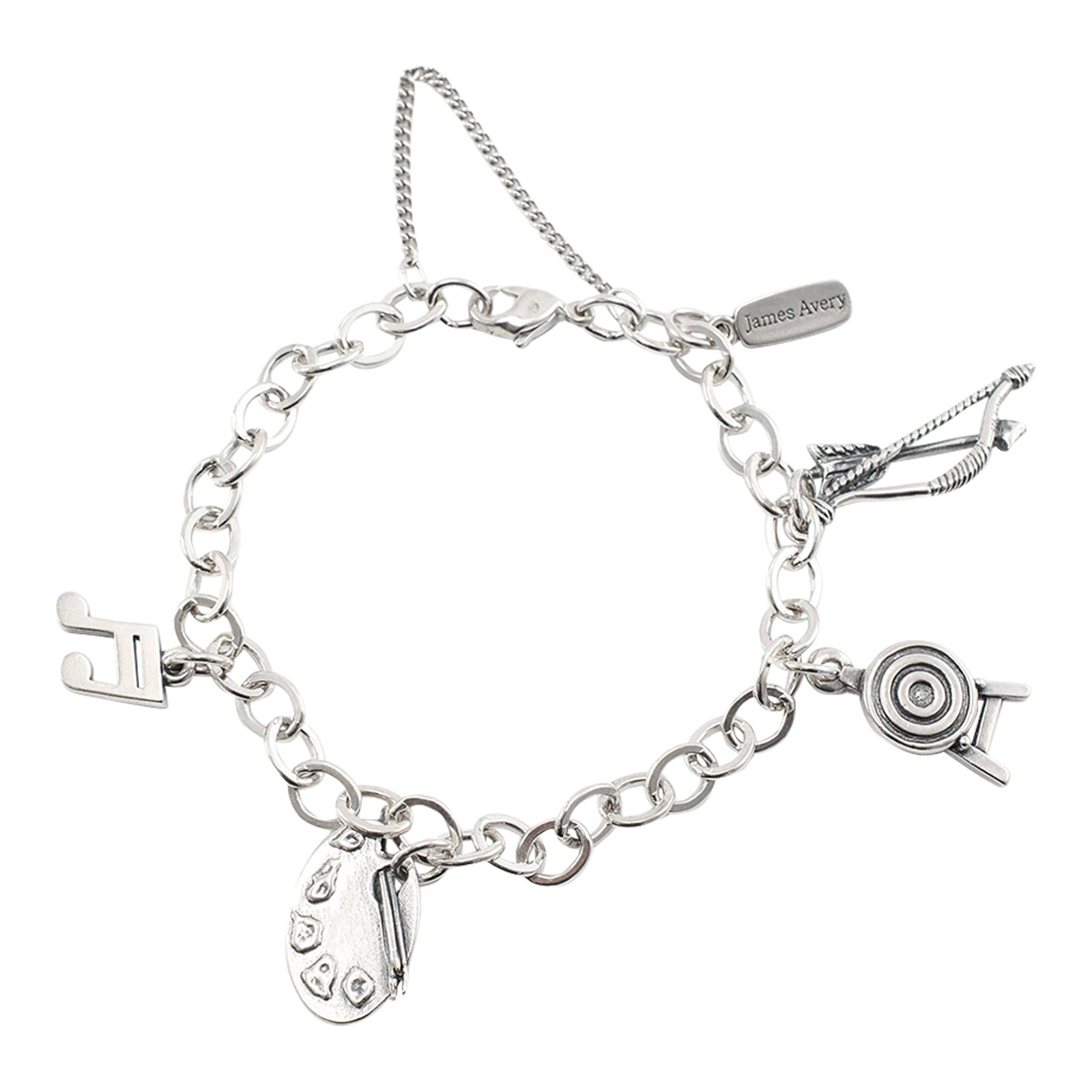 James Avery 925 Sterling Silver Forged Link Charm Bracelet | Chairish
