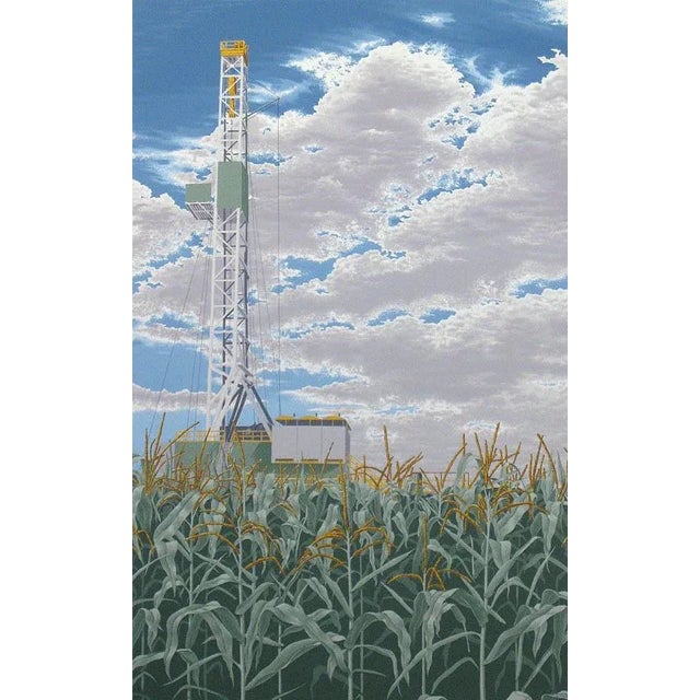 1980s "Harvest" Realist Rural Field Landscape Serigraph by Robert Rigel ...