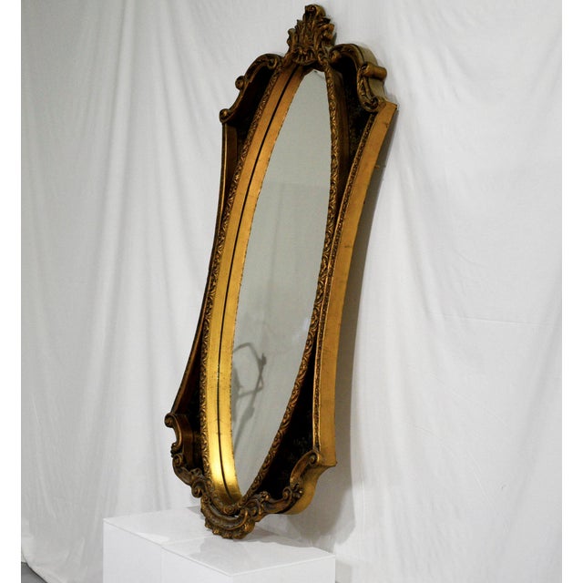 Vintage French Rococo Decorative Gold Oval Wall Mirror | Chairish