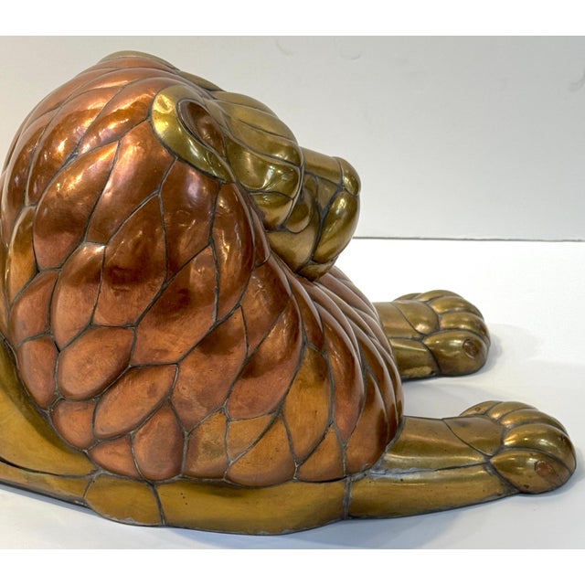 Large Copper & Brass Lion Sculpture Attributed to Sergio Bustamante ...