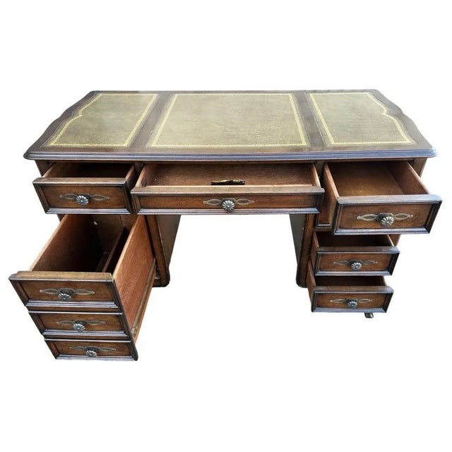 Vintage Walnut Louis XV Sligh Desk and Chair Set | Chairish