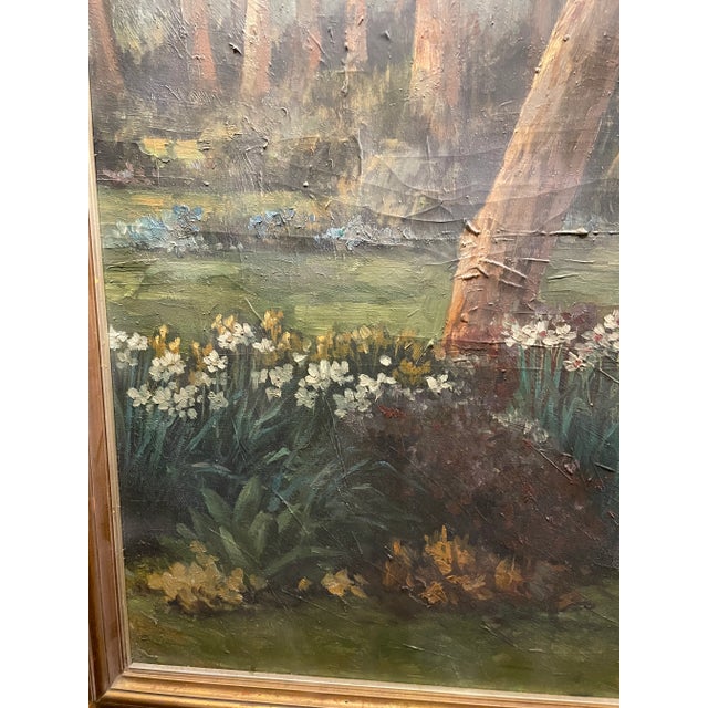 Igor Zabal Oil on Canvas Painting of Landscape With Trees and Flowers ...