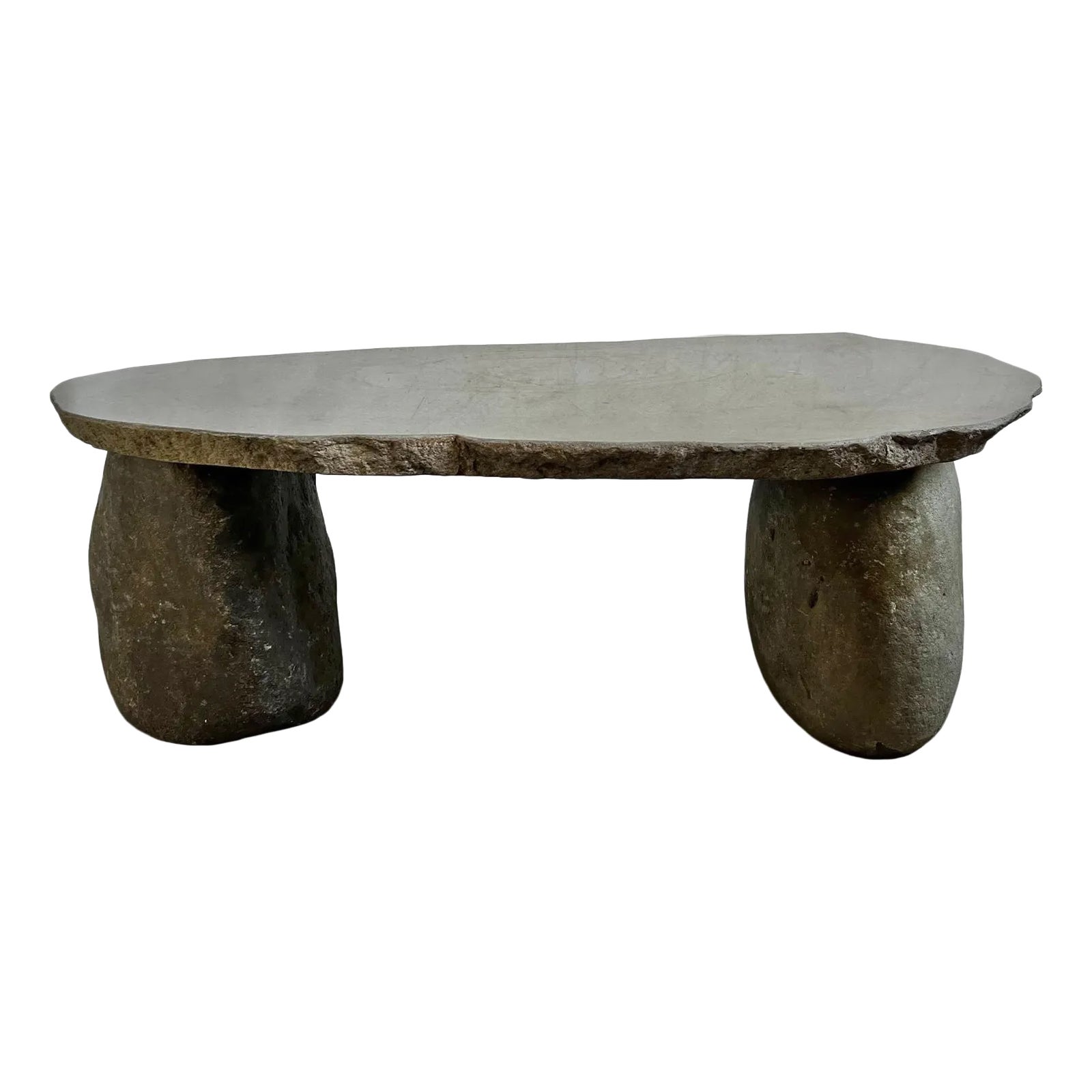 Stone Boulder Outdoor Bench / Coffee Table | Chairish