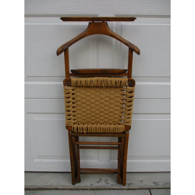 Mid-Century Modern Italian Wood and Caned Seat Valet or Butler Chair ...