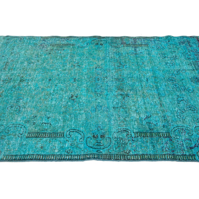 Handmade Turquoise Persian Overdyed Wool Rug With Allover Pattern 4 X 6 ...