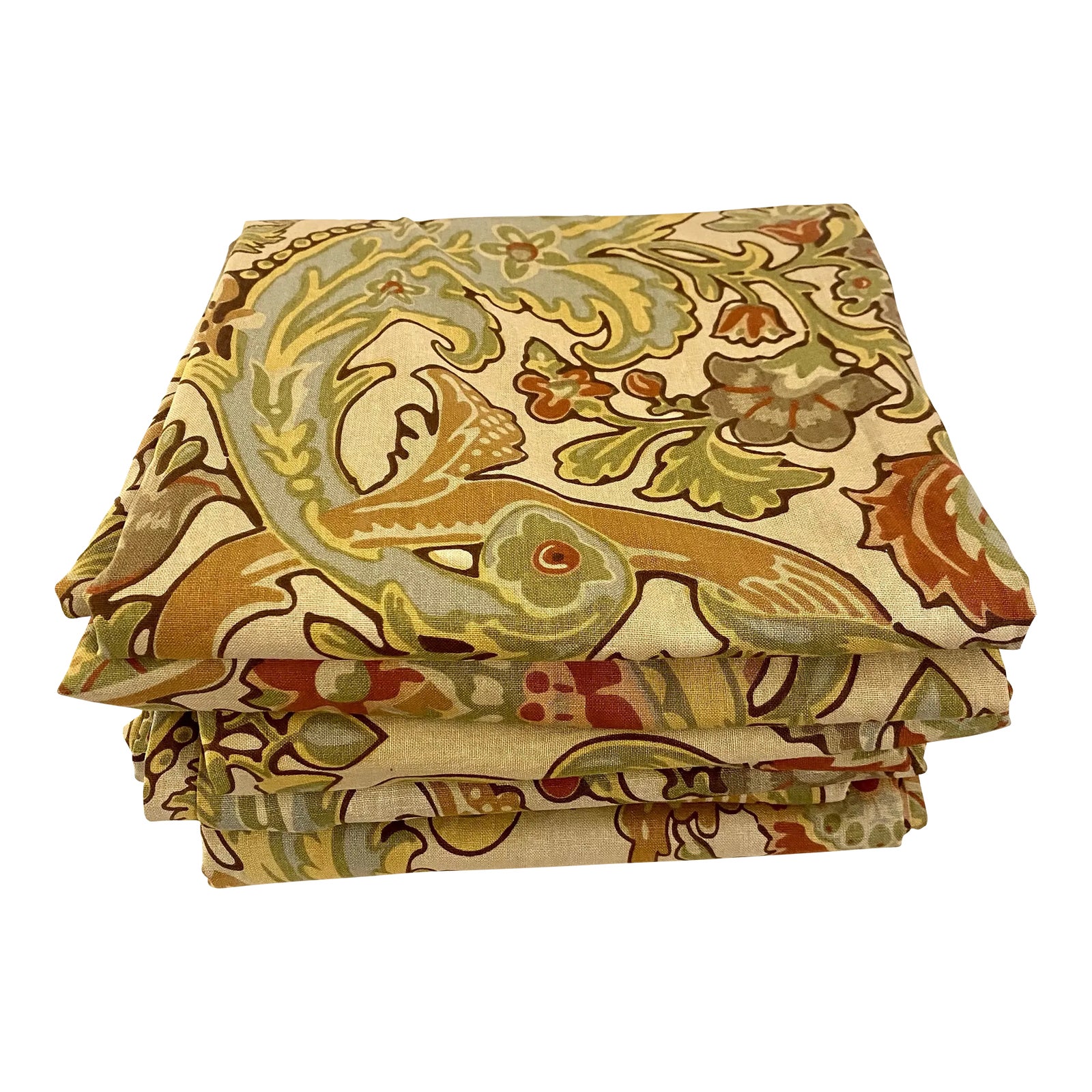 Pottery Barn Simone Jacobean Floral Curtain Panels, Set of 4 | Chairish