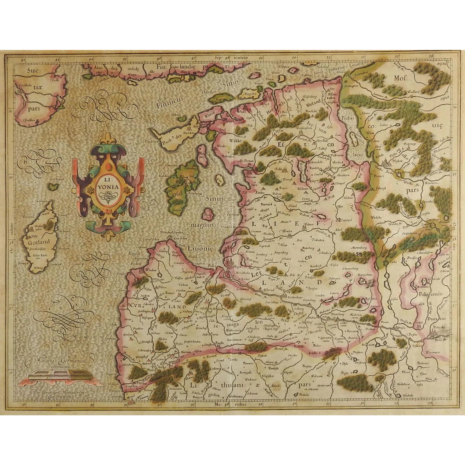 Circa 1620 Map of Livonia Baltic States | Chairish