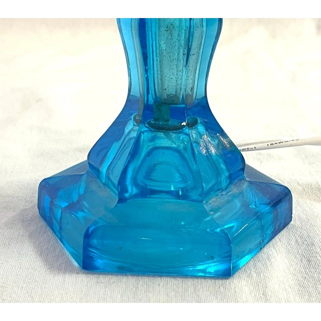 Vintage Mayflower Blue Glass Vanity Lamp | Chairish