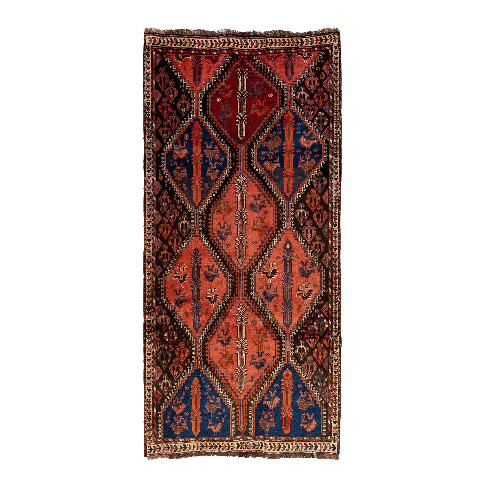 Handmade Vintage Persian Shiraz Scatter Wool Rug in Terracotta Color ...