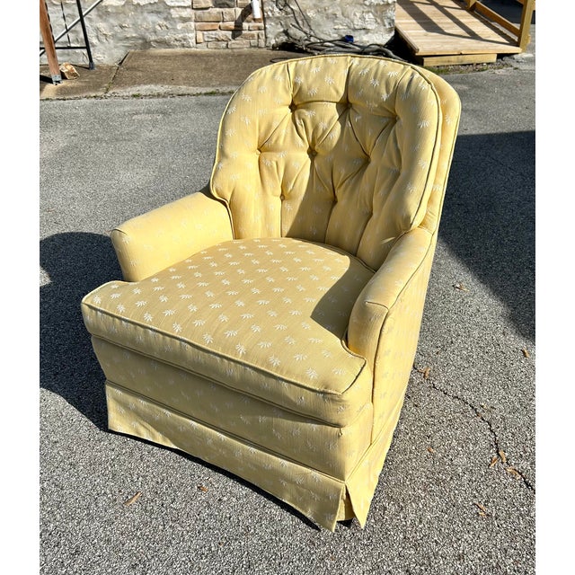 Vintage Yellow Tufted Swivel Rocker With Removable Seat Cushion | Chairish