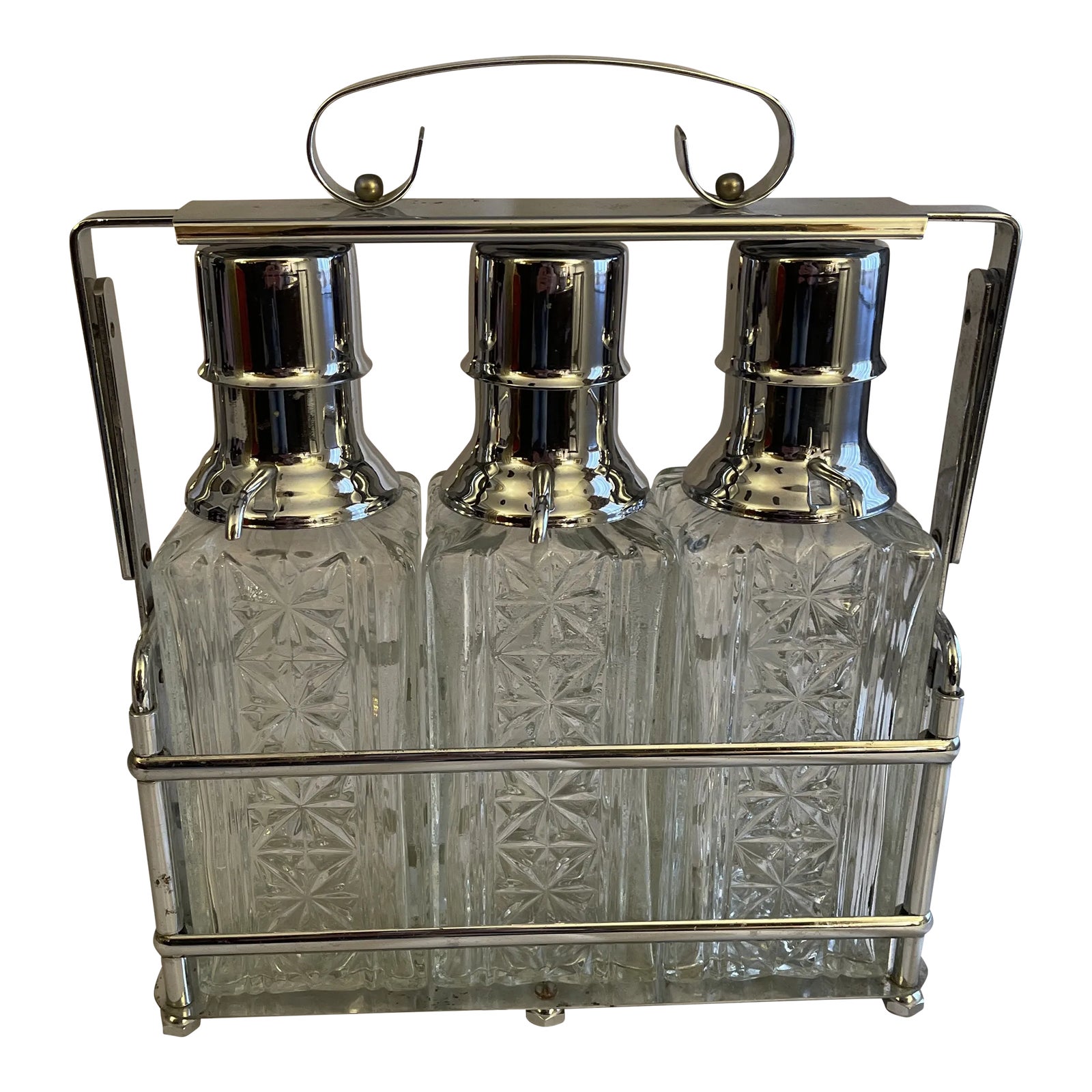 Vintage Mid-Century Modern Liquor Tantalus Set- 4 Pieces | Chairish