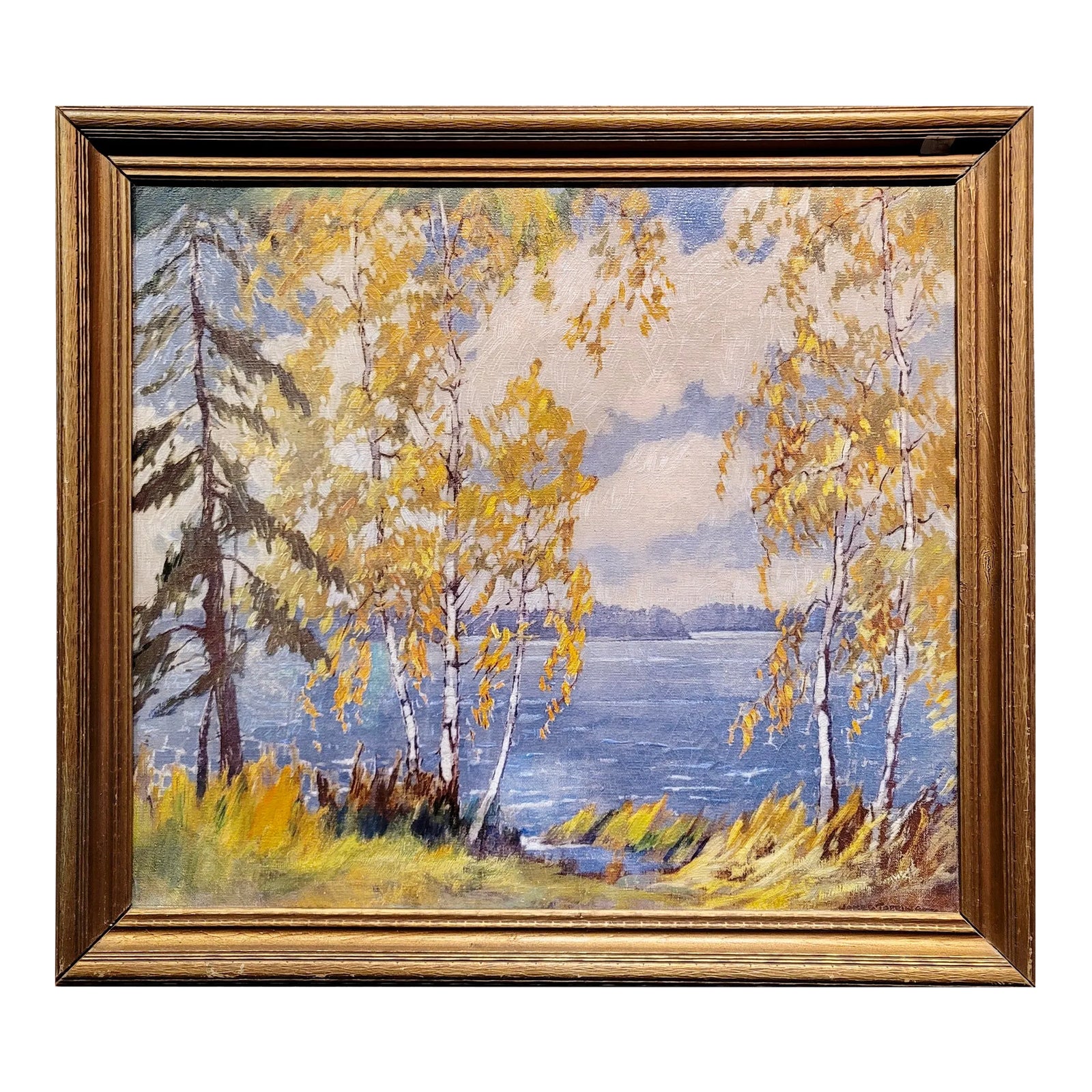 James Topping-1920s Summer Landscape at the Lake-Oil Painting | Chairish