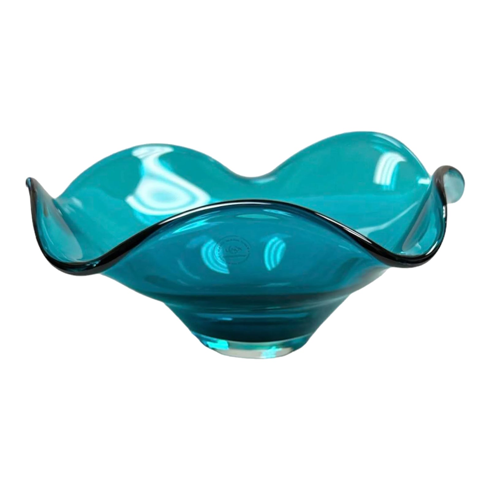 Late 20th Century Lenox Organics Low Wave Turquoise Blue Crystal Art ...