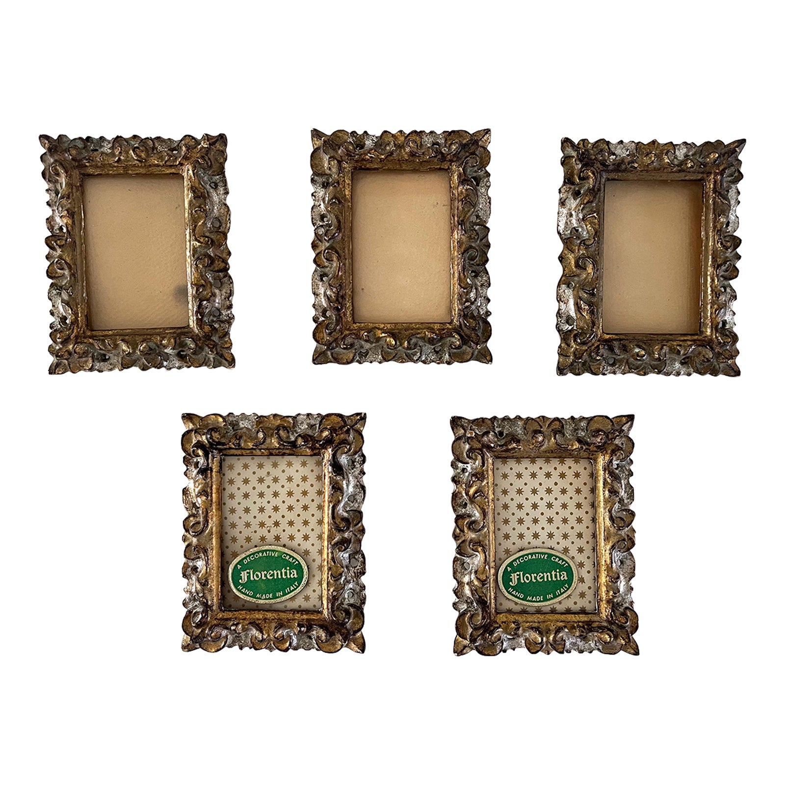 Mini Florentine Picture Frames - Set of 5 | Chairish