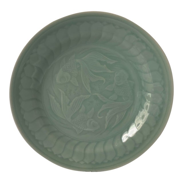 Vintage Chinese Ceramic Goldfish Plate/Chinese LongQuan Celadon ...