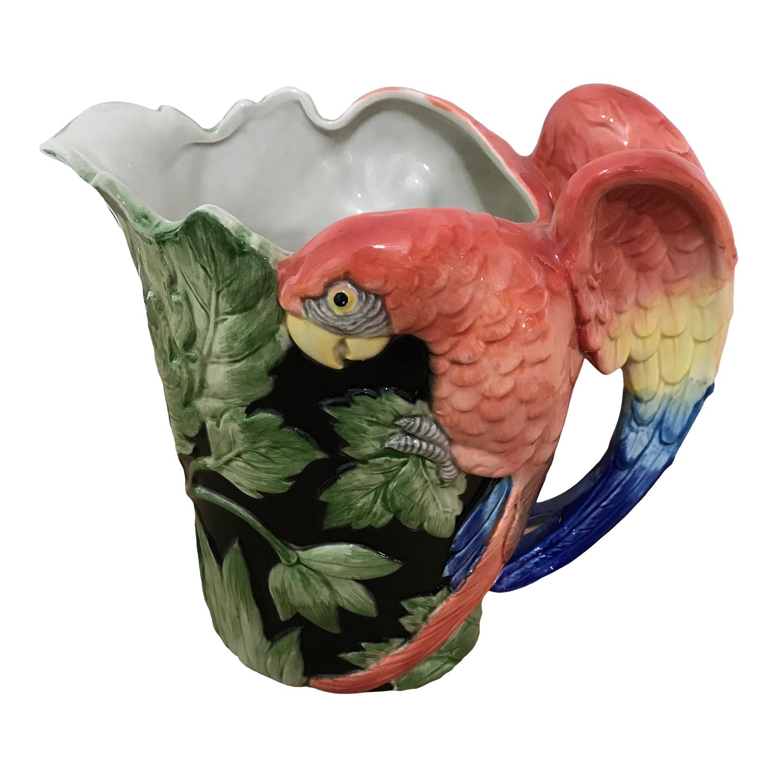 Vintage 1986 Fitz & Floyd Hand Painted Ceramic Tropical Parrot Pitcher ...