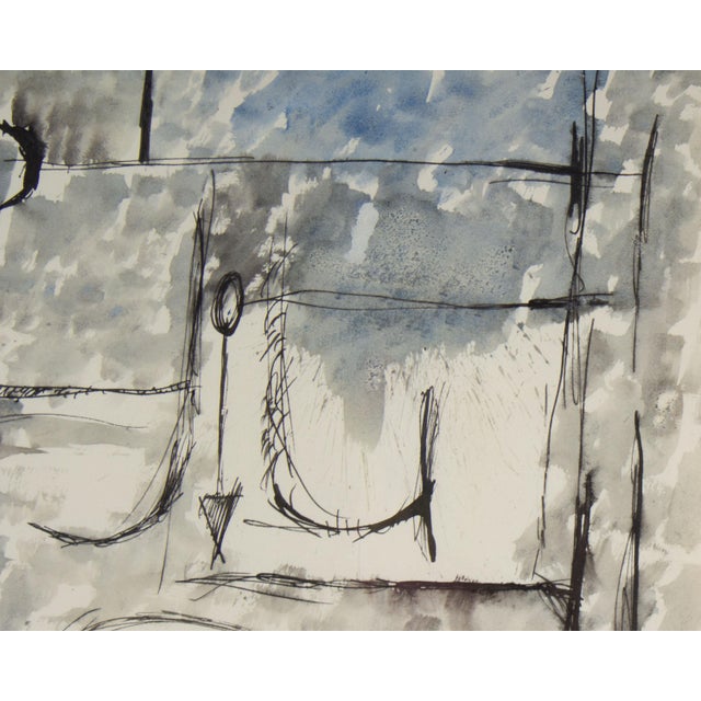 1961 “Personage of Questionable Character” Abstract Watercolor and Ink ...
